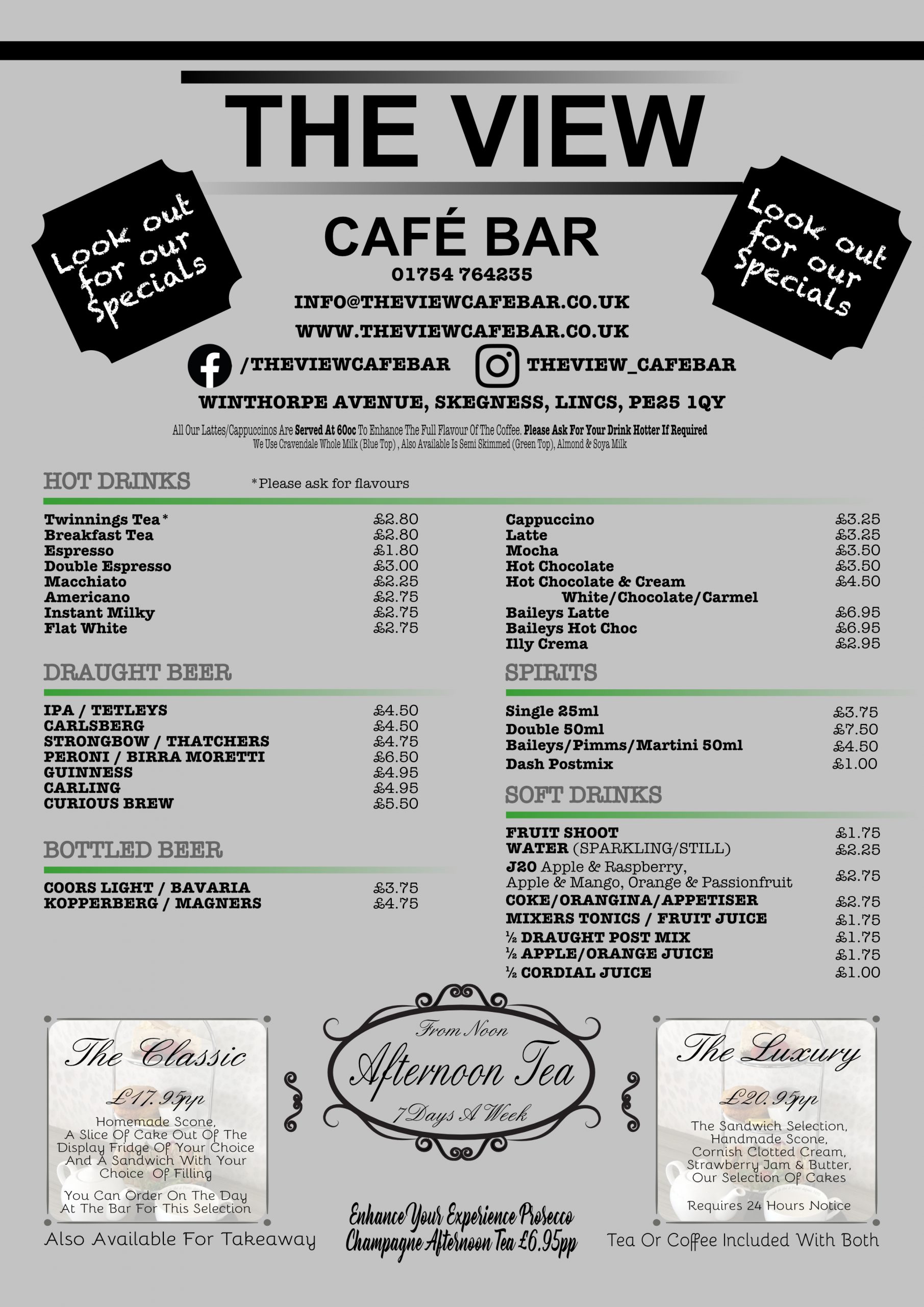 Menus – The View Cafe Bar
