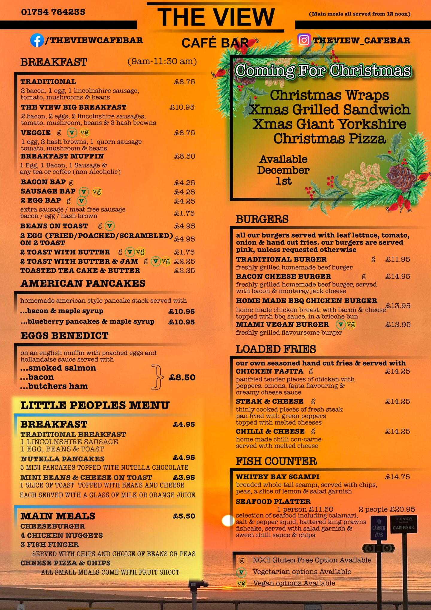 Main menu – The View Cafe Bar