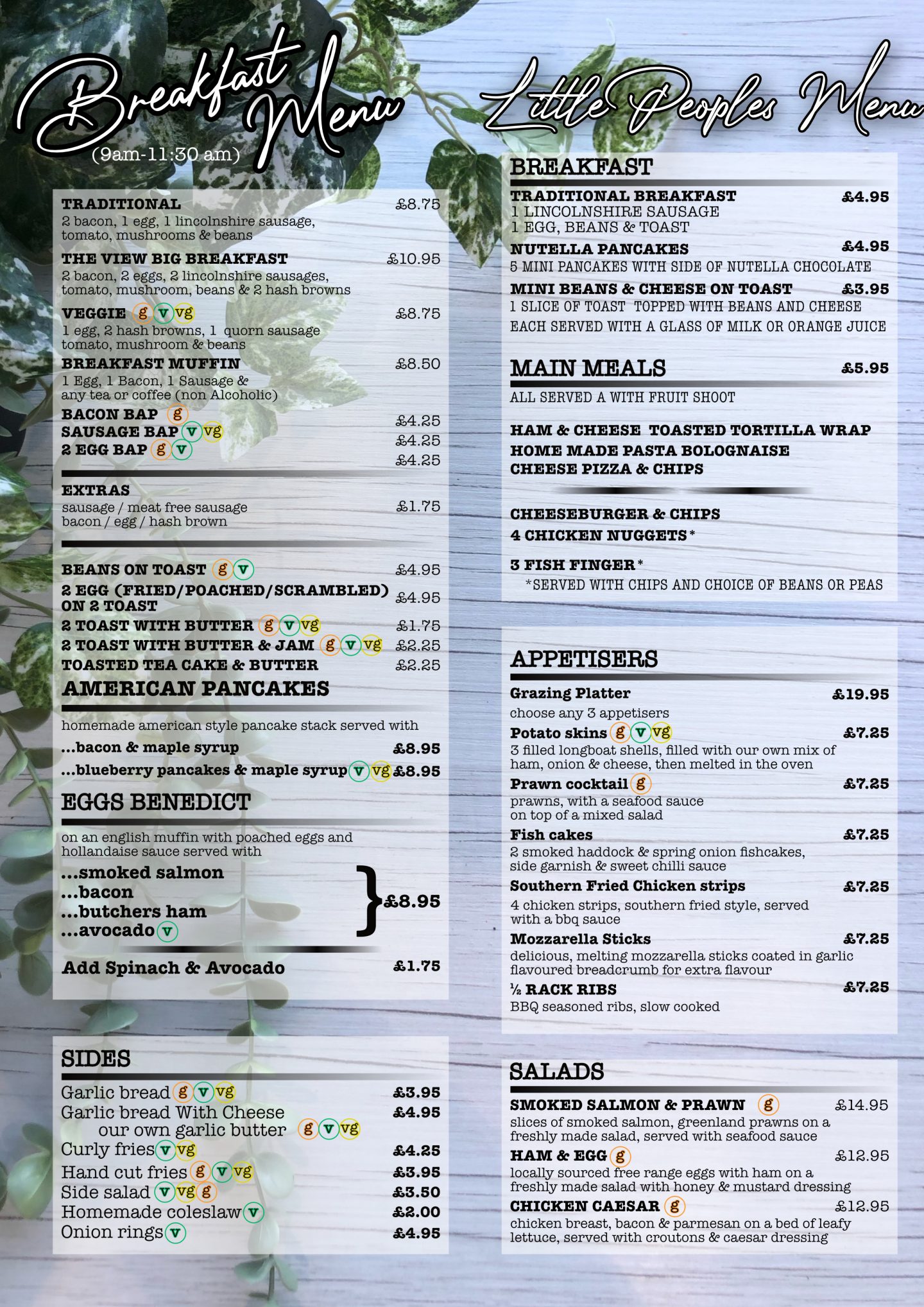 Menus – The View Cafe Bar