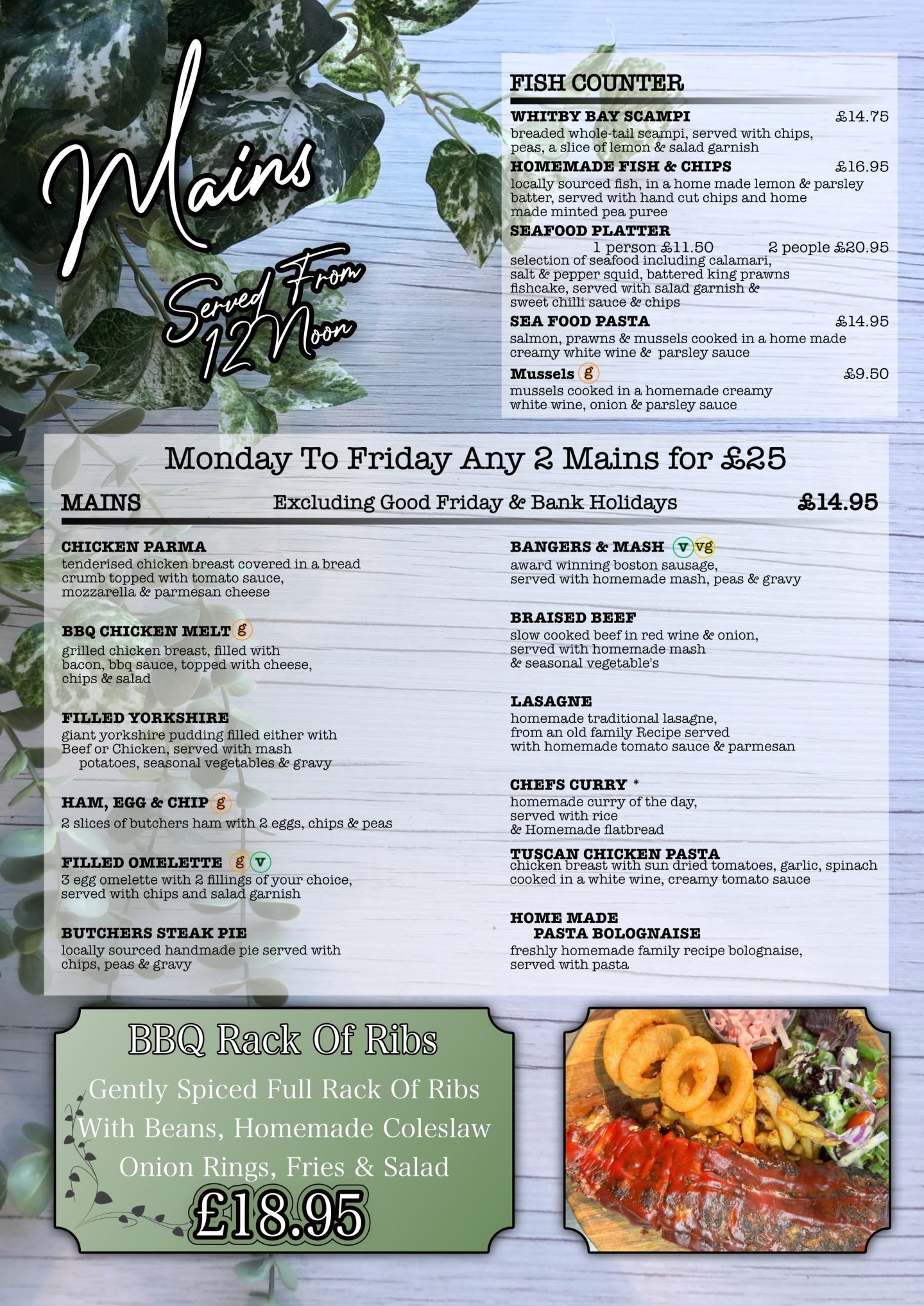 Main menu – The View Cafe Bar