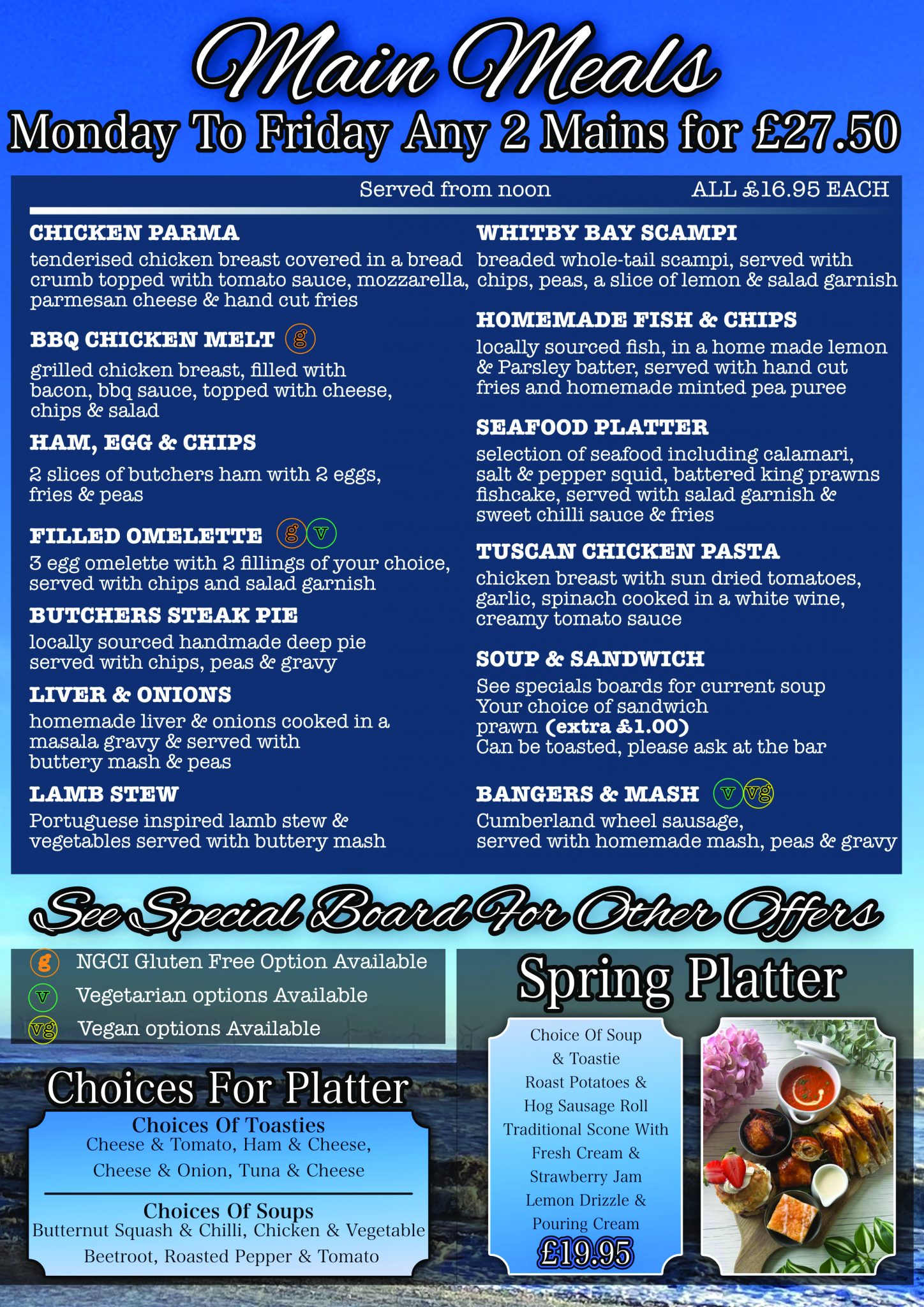 Main menu – The View Cafe Bar