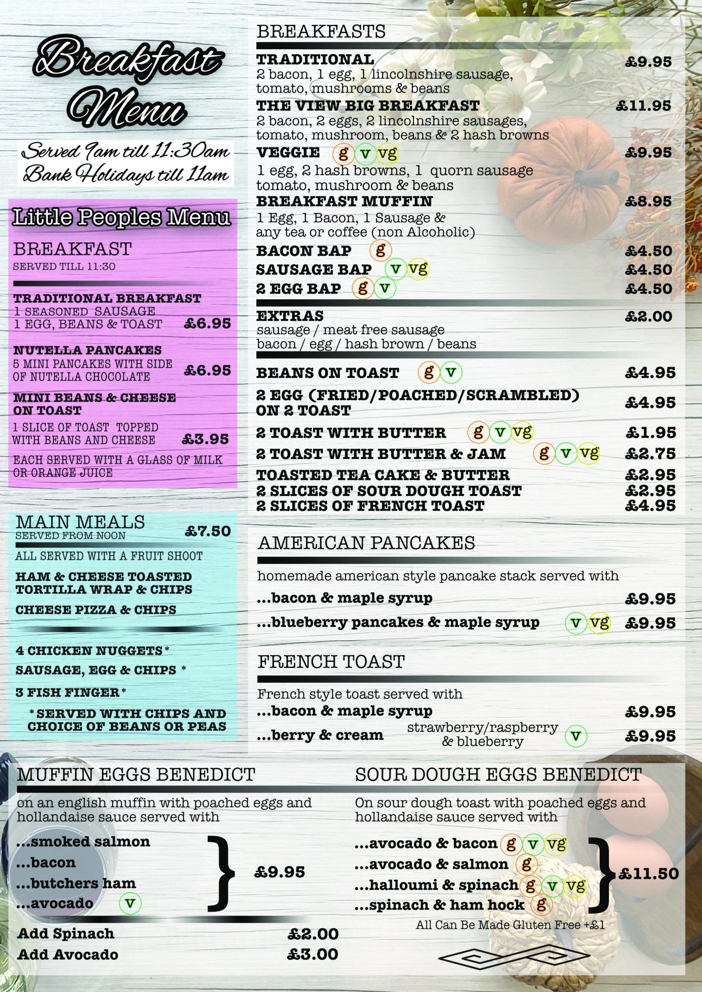 Main menu – The View Cafe Bar