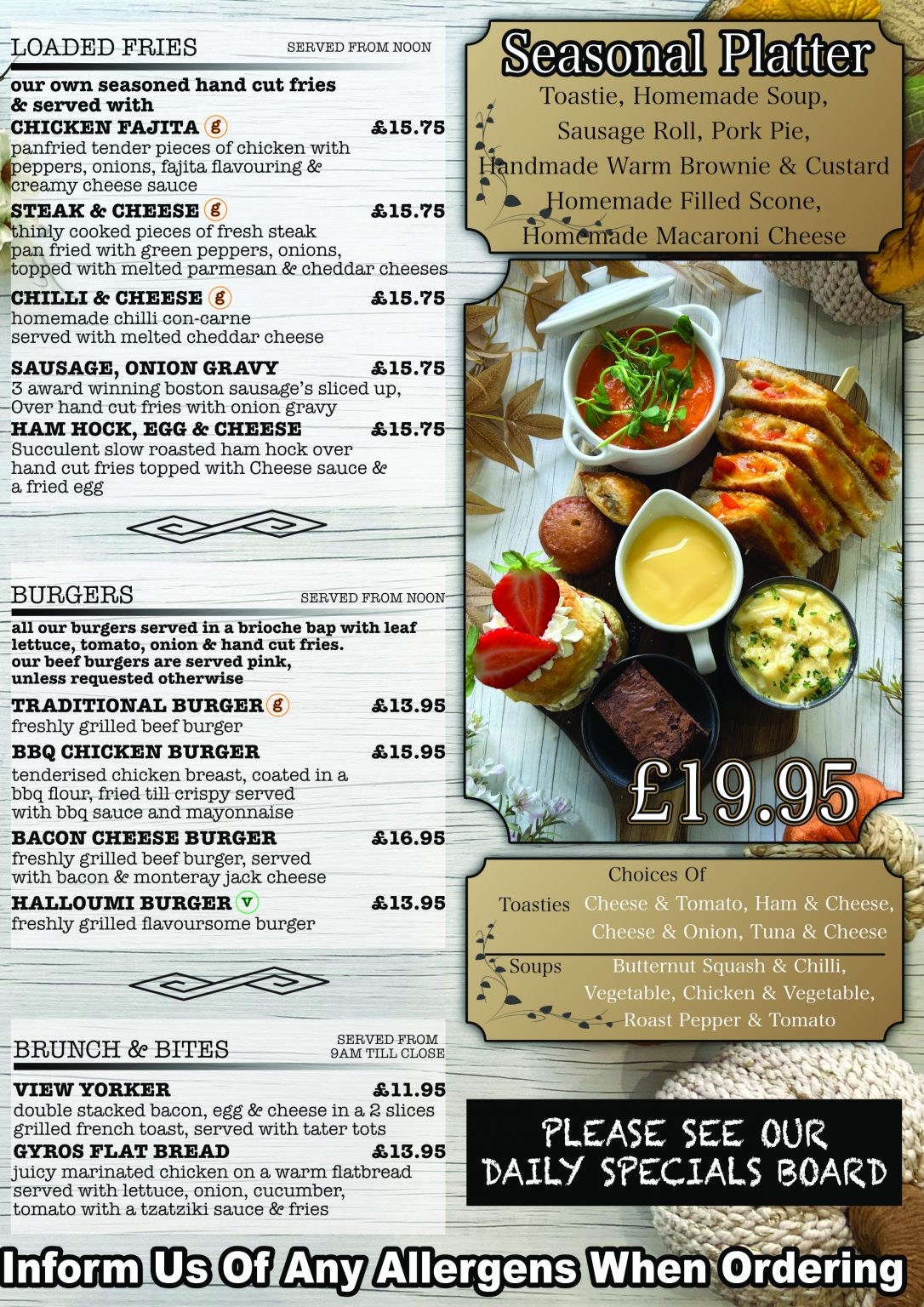 Main menu – The View Cafe Bar