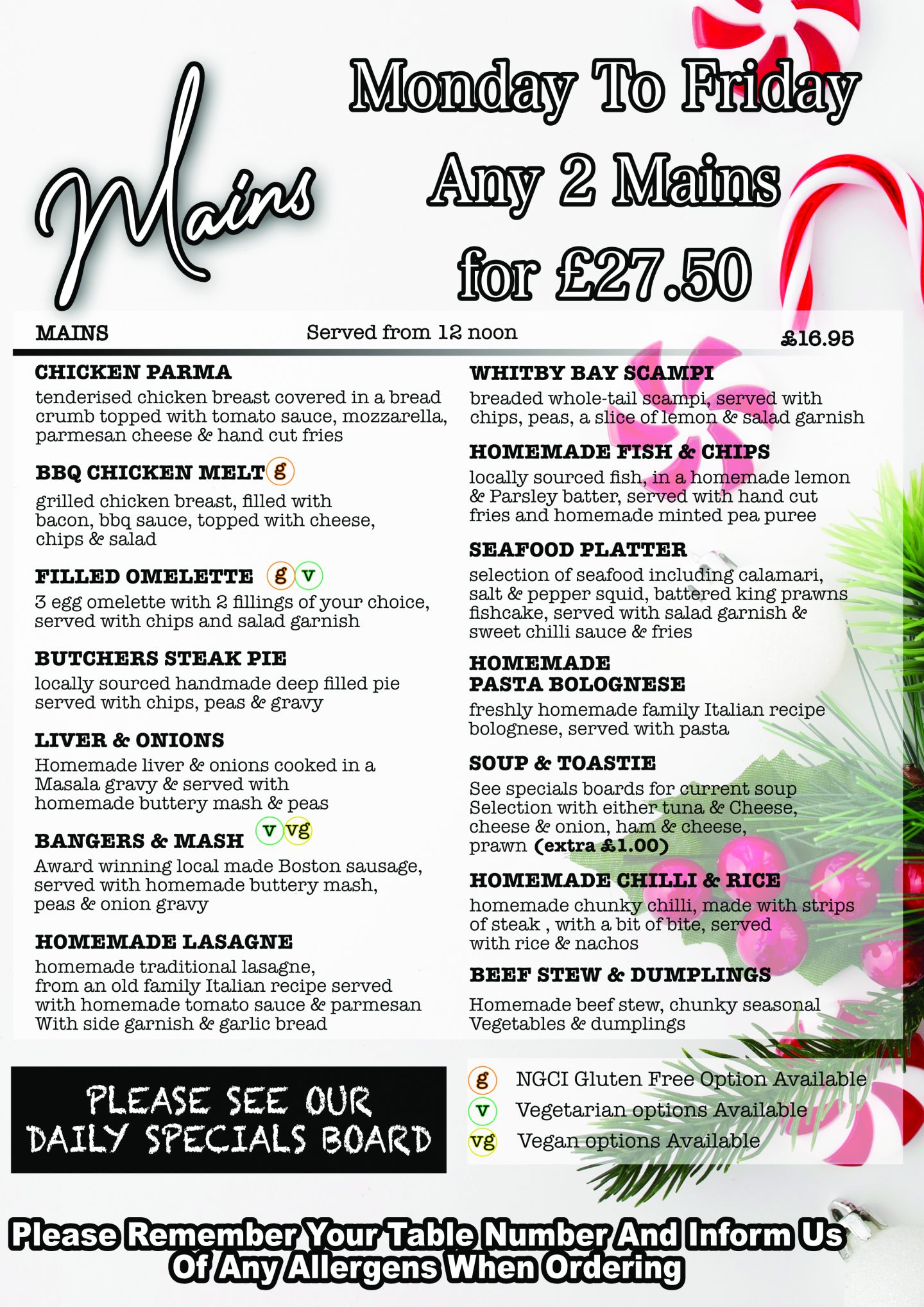 Main menu – The View Cafe Bar
